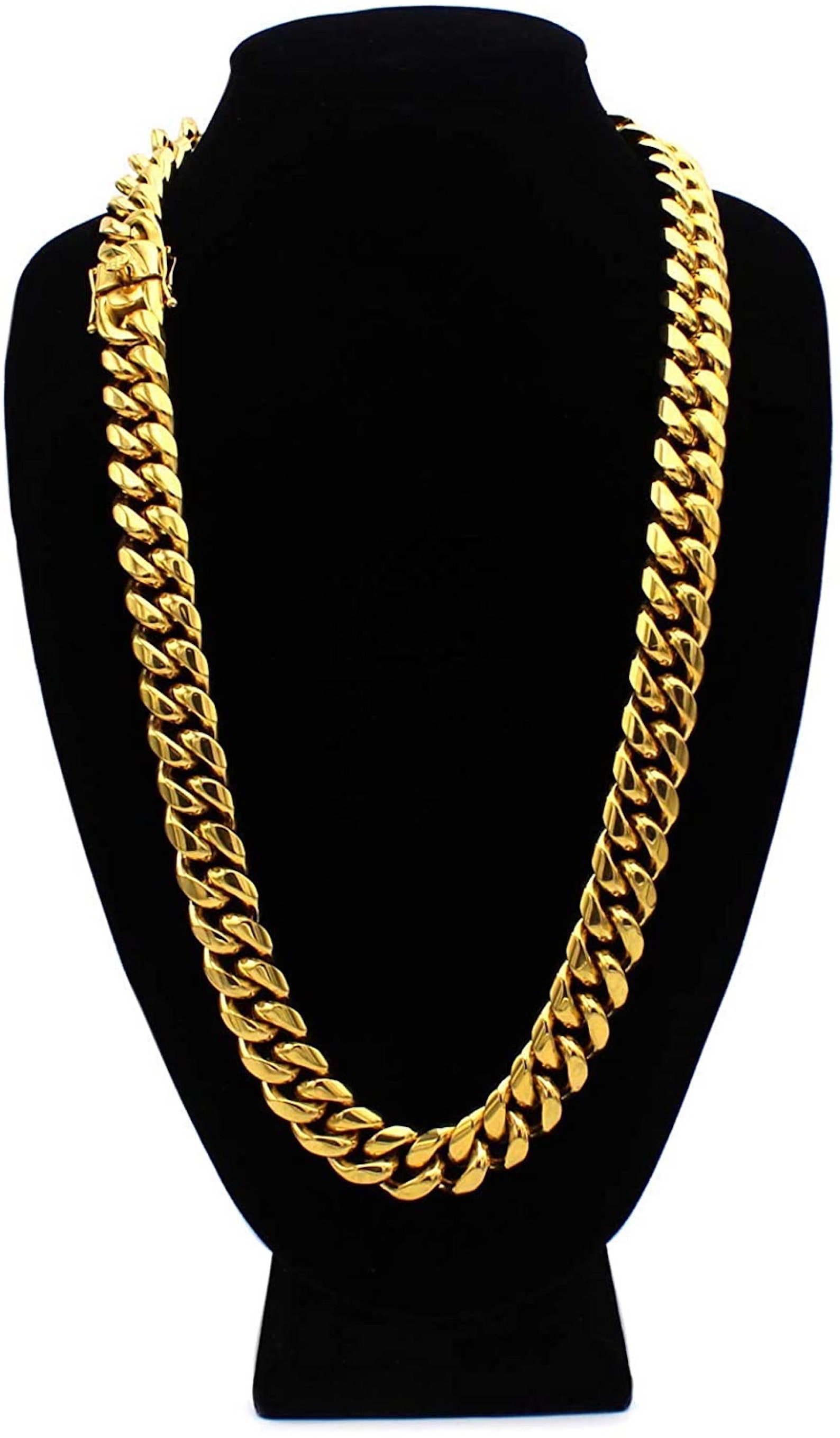 Mens Cuban Link Chain, 14mm Gold Link Chain, 24k Gold Chain Necklace ...