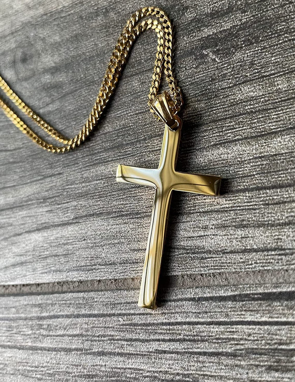 Waterproof 24k Gold Cross Chain Men Everyday Cross Necklace - Etsy