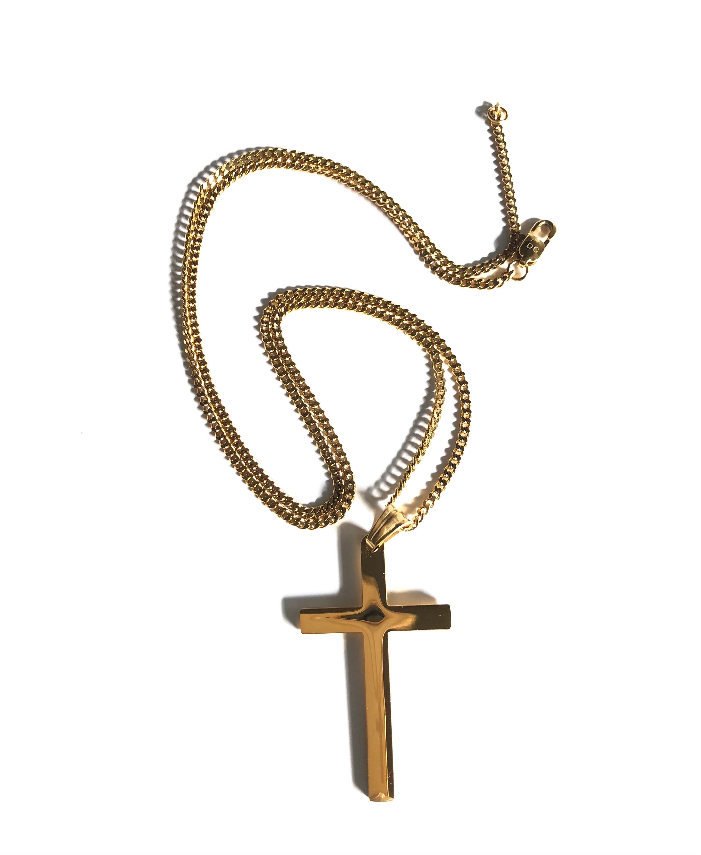 Waterproof 24k Gold Cross Chain, Men Everyday Cross Necklace, Catholic ...