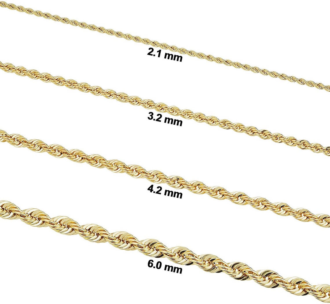 2mm 24k Rope Gold Chain Necklace for Men and Women Hip Hop Miami Cuban ...