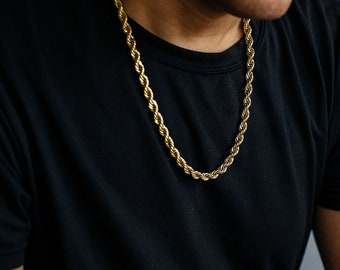 7mm 24K Rope Chain, Hip Hop Chain, Cuban Link Chain, Hip Hop Necklace ...