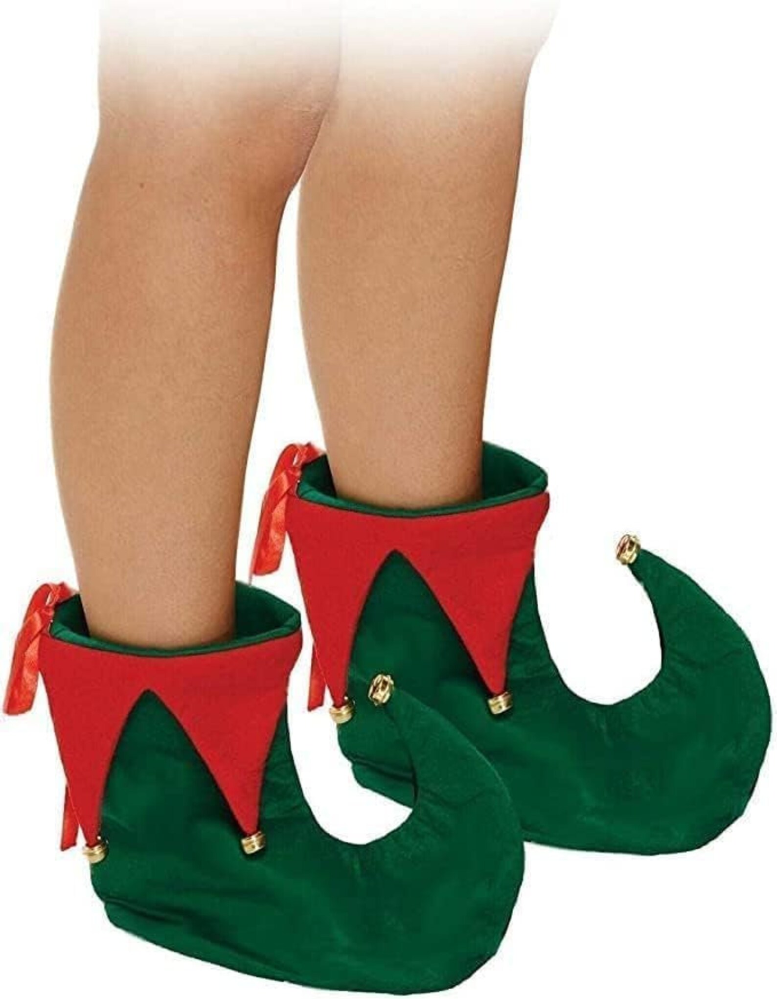 Adults Deluxe Unisex Christmas Elf Shoes With Bells Elf Green Red ...