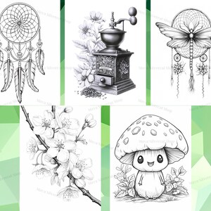 Random Grayscale Fun Set1, Coloring Pages for Adults | 35 Printable ...