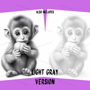 Realistic Baby Animals, Grayscale Coloring Pages for Adults / 53 ...