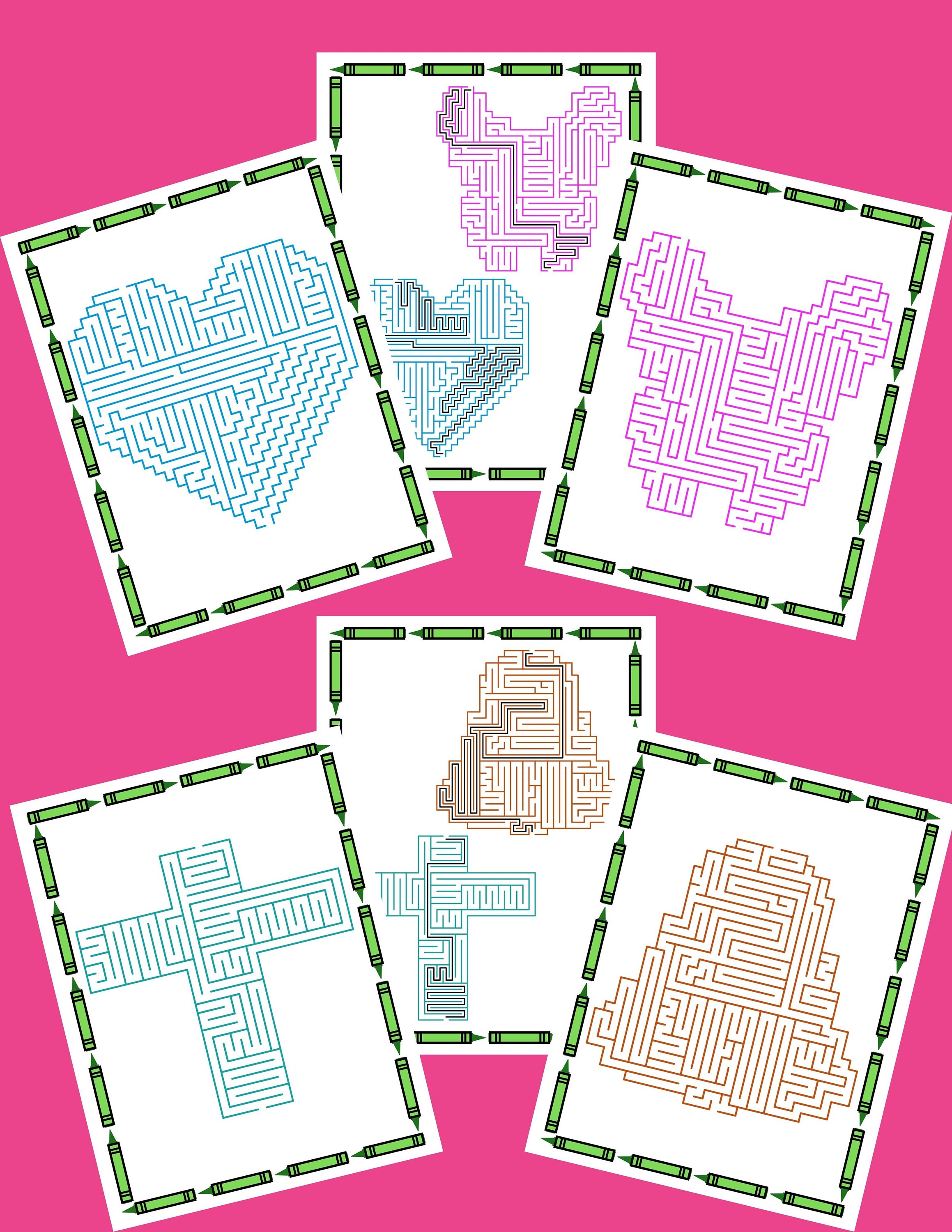 58 Color Mazes With Solutions - Level EASY / Printable Pages / Instant ...