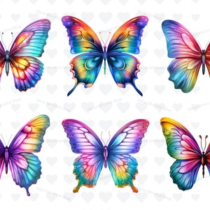 15 Rainbow Butterflies Clipart Set3 | Instant Download | Commercial Use ...