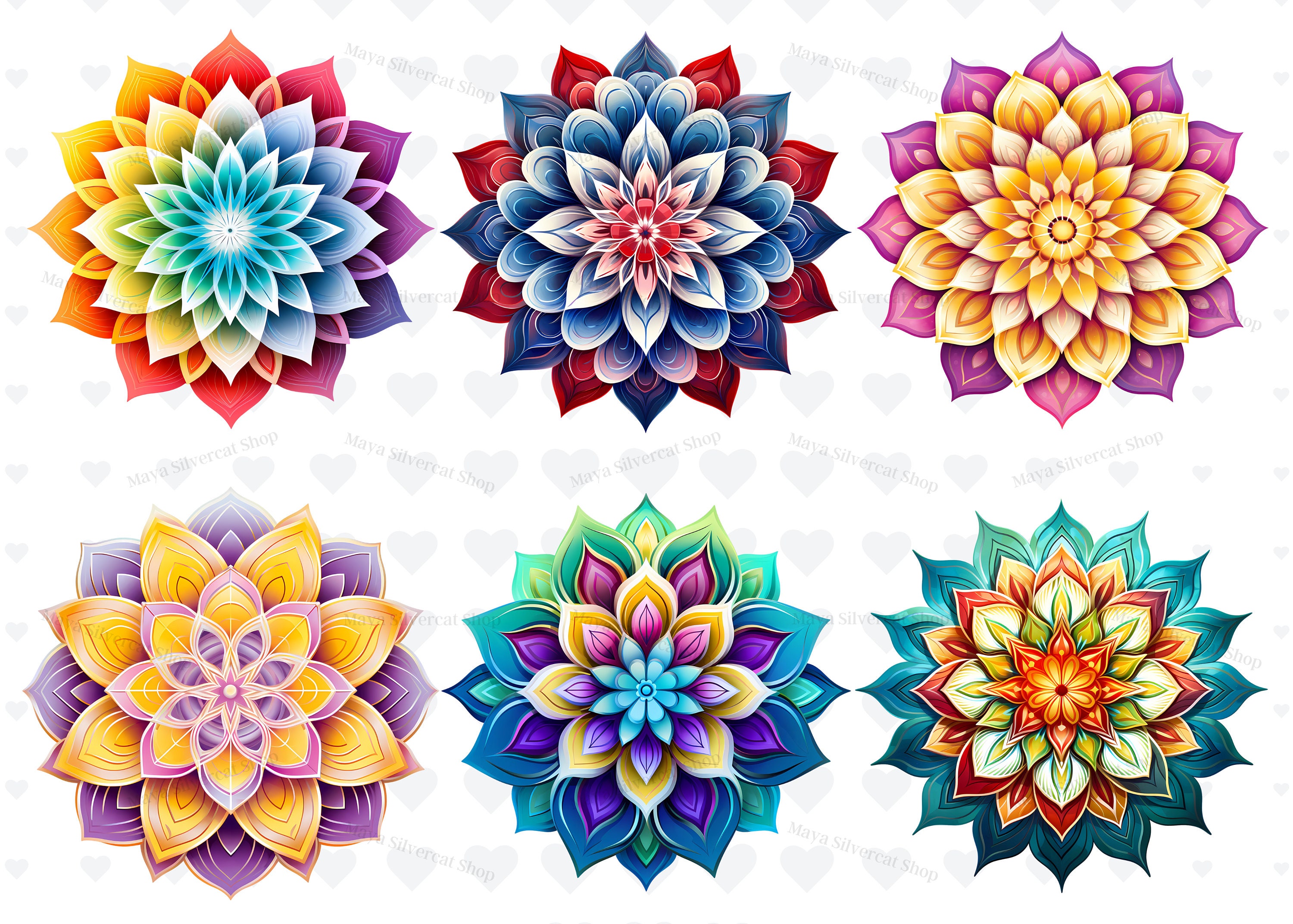 26 Colorful Mandalas Clipart Set1 / Instant Download / Commercial Use ...