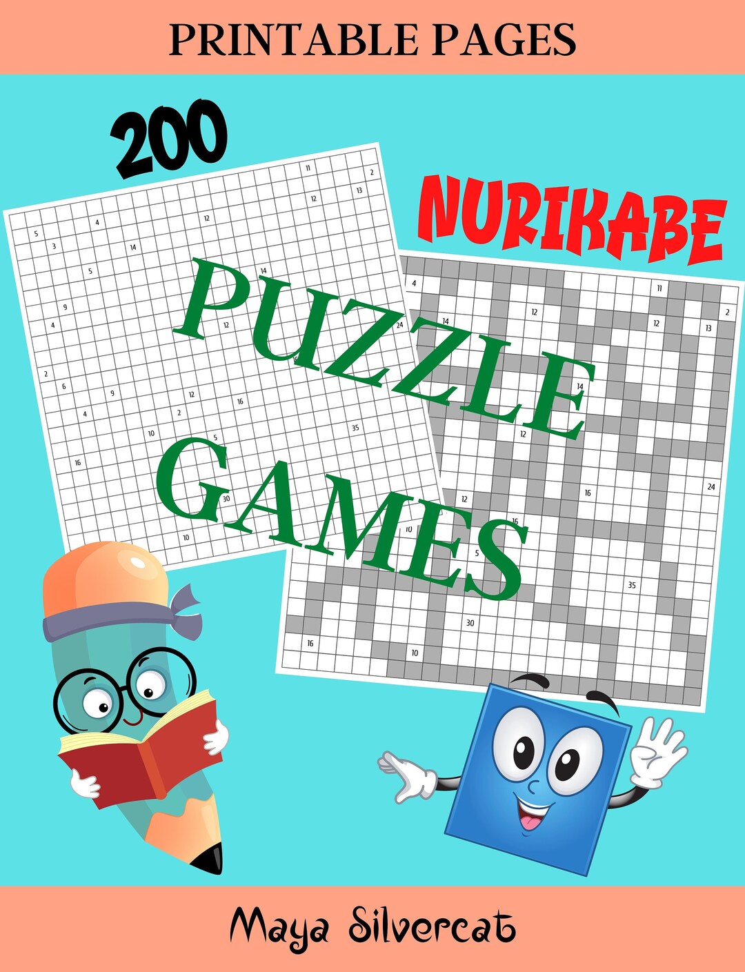 200 Nurikabe Puzzle Games With Solutions / Printable Pages / Instant ...