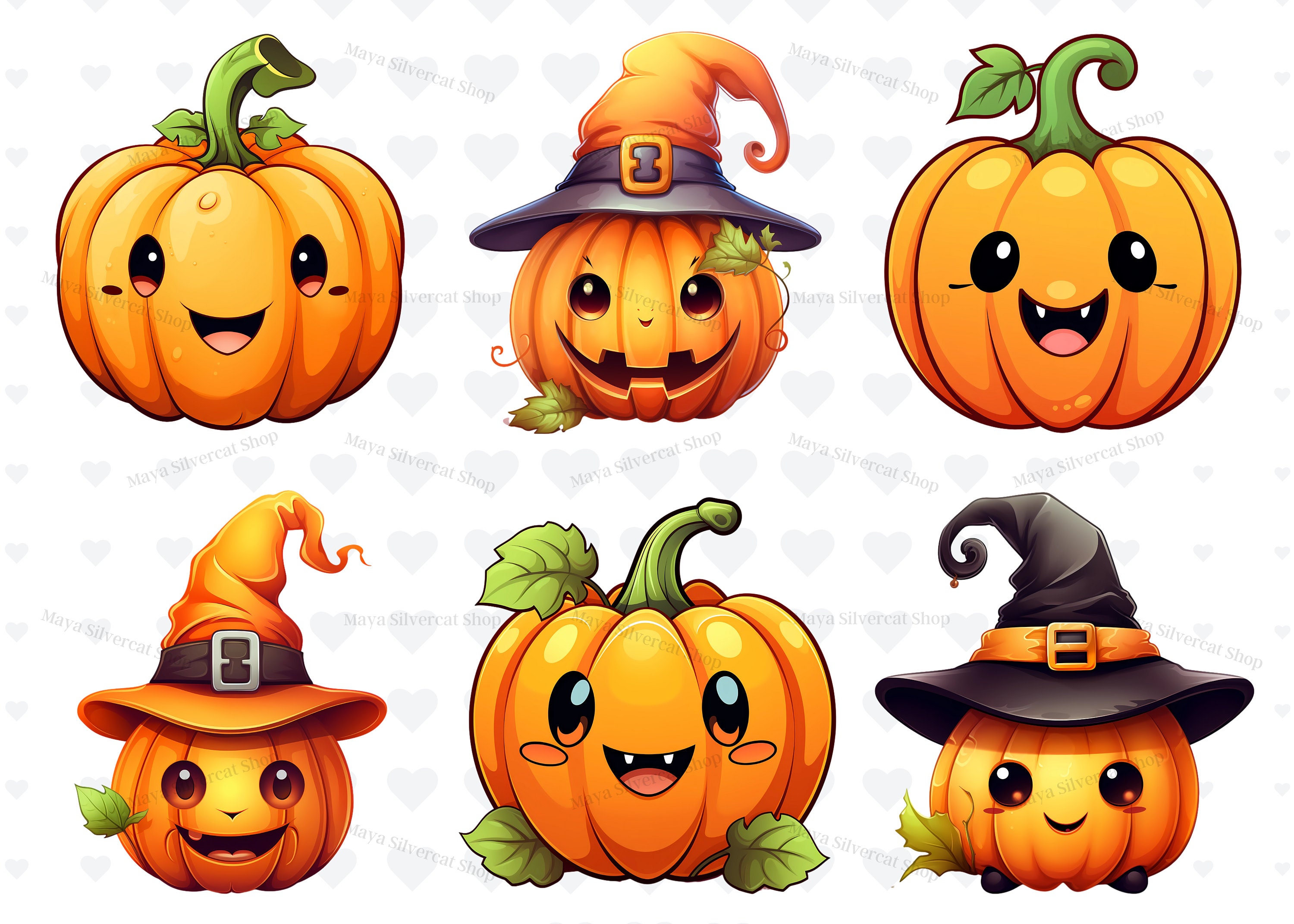 27 Cute Halloween Pumpkins Clipart Set1 / Instant Download / - Etsy