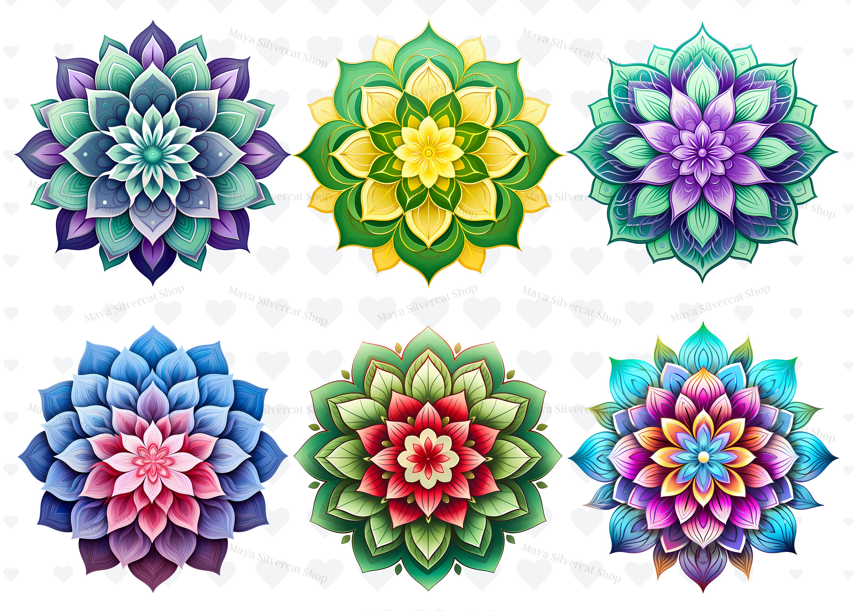26 Colorful Mandalas Clipart Set2 | Commercial Use - Etsy