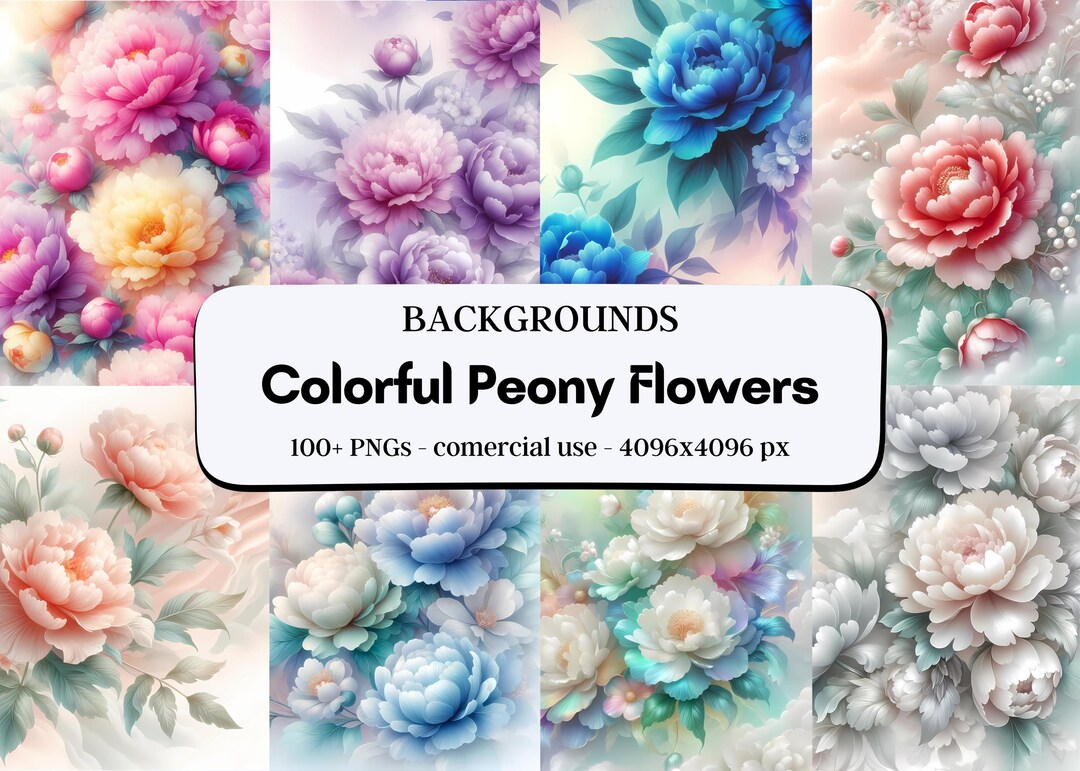 100+ Colorful Peony Flowers Backgrounds | Instant Download | Commercial ...