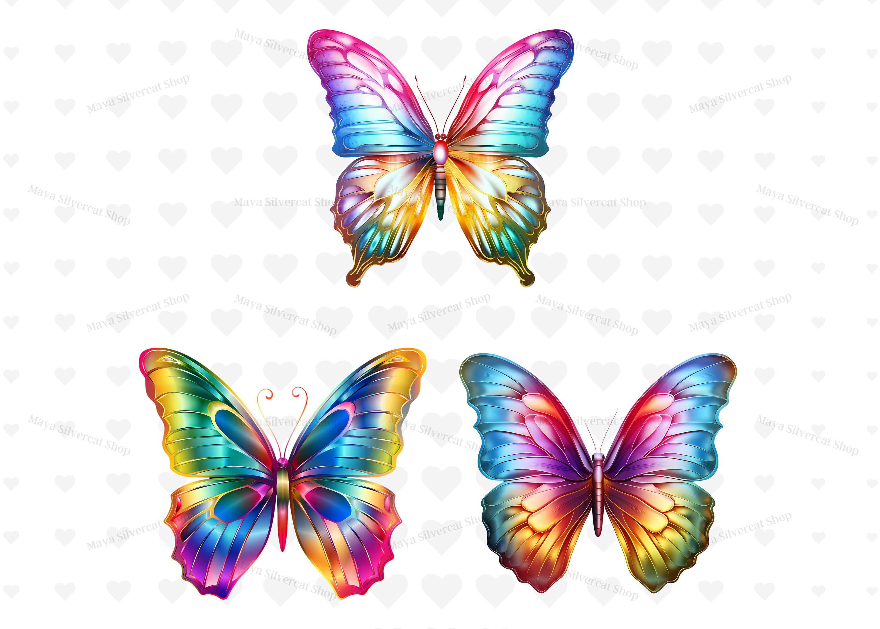 15 Rainbow Butterflies Clipart Set6 / Instant Download / - Etsy