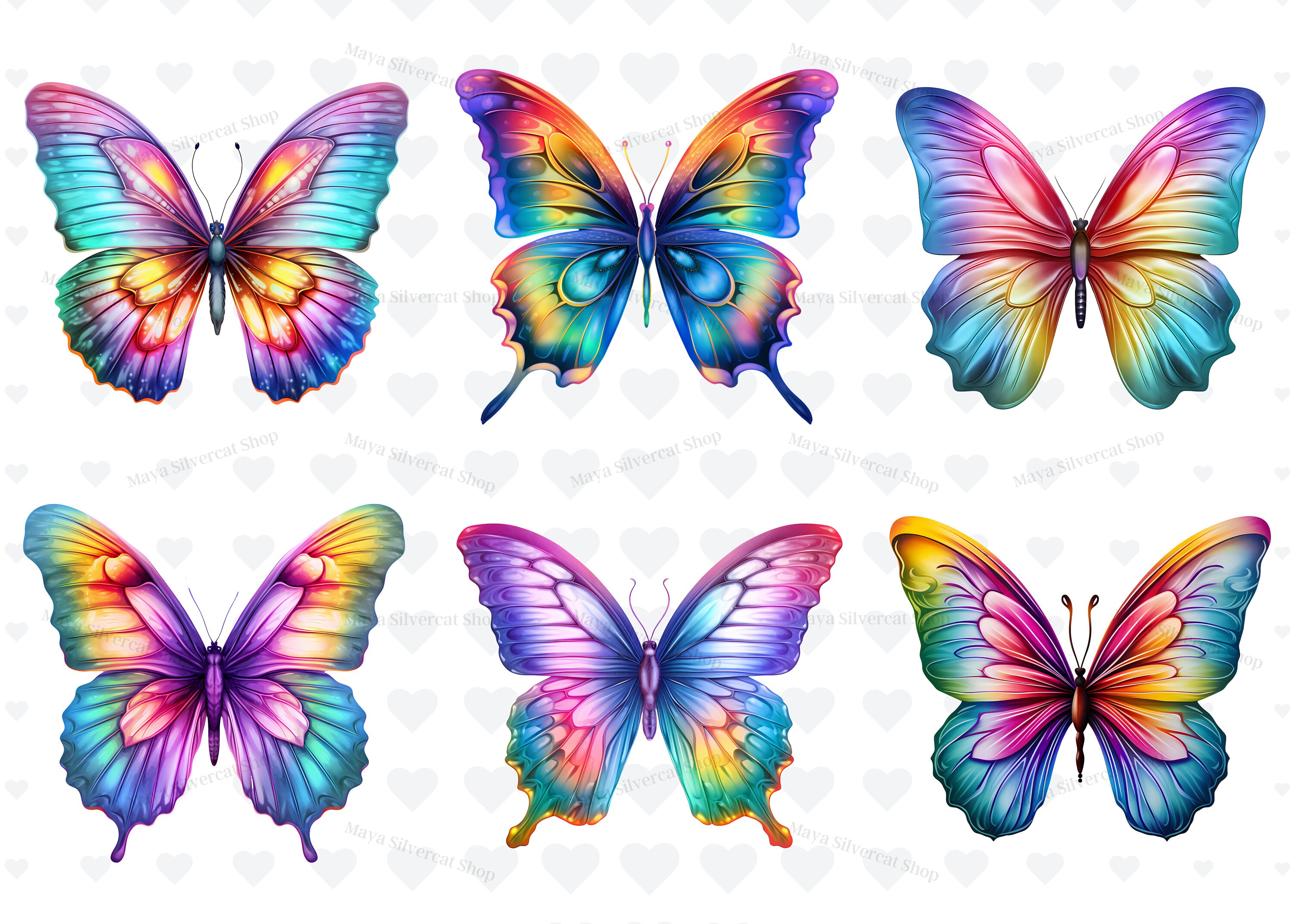 15 Rainbow Butterflies Clipart Set3 / Instant Download / - Etsy