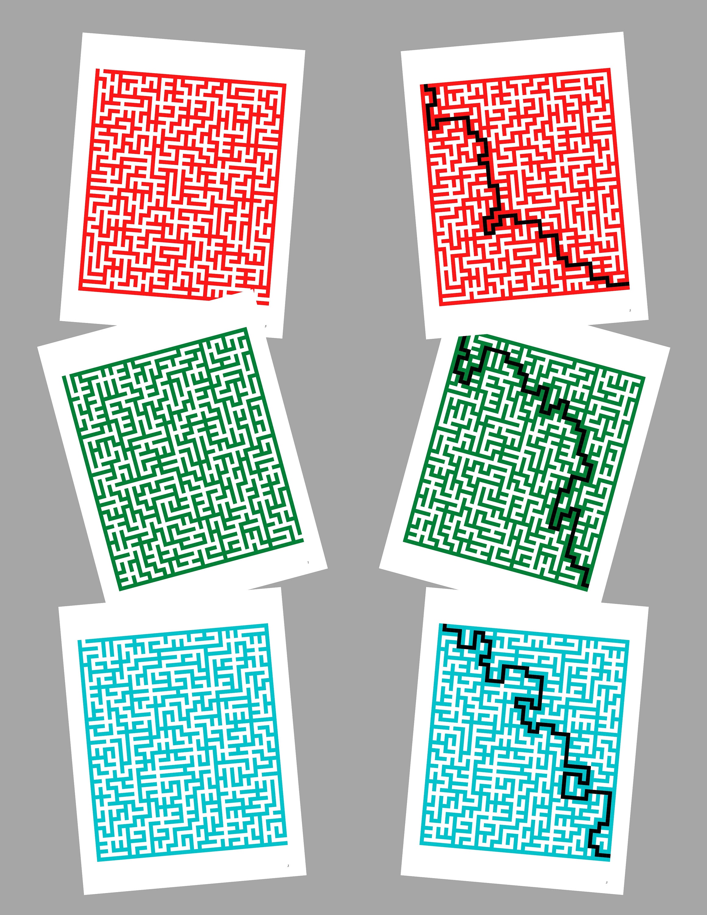 100 BIG COLORFUL MAZES With Solutions - Medium Level | Printable Pages ...