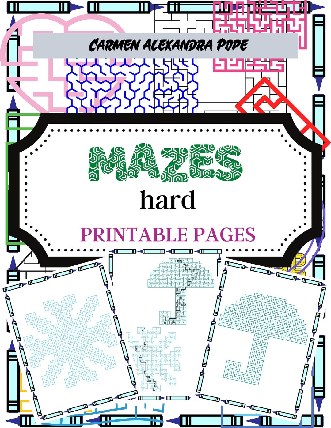 58 Color Mazes With Solutions - Level HARD / Printable Pages / Instant ...