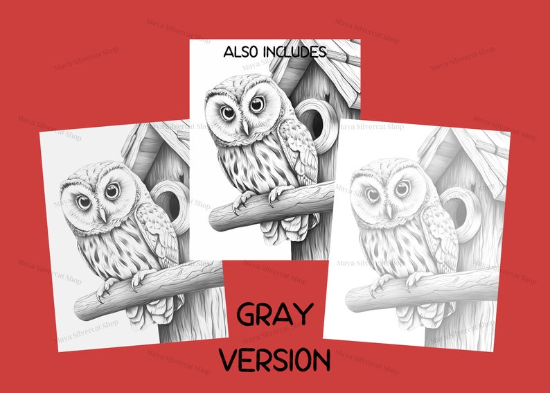 Beautiful Owls, Grayscale Coloring Pages for Adults / 25 Printable ... Beautiful Owls, Grayscale Coloring Pages for Adults / 25 Printable ...