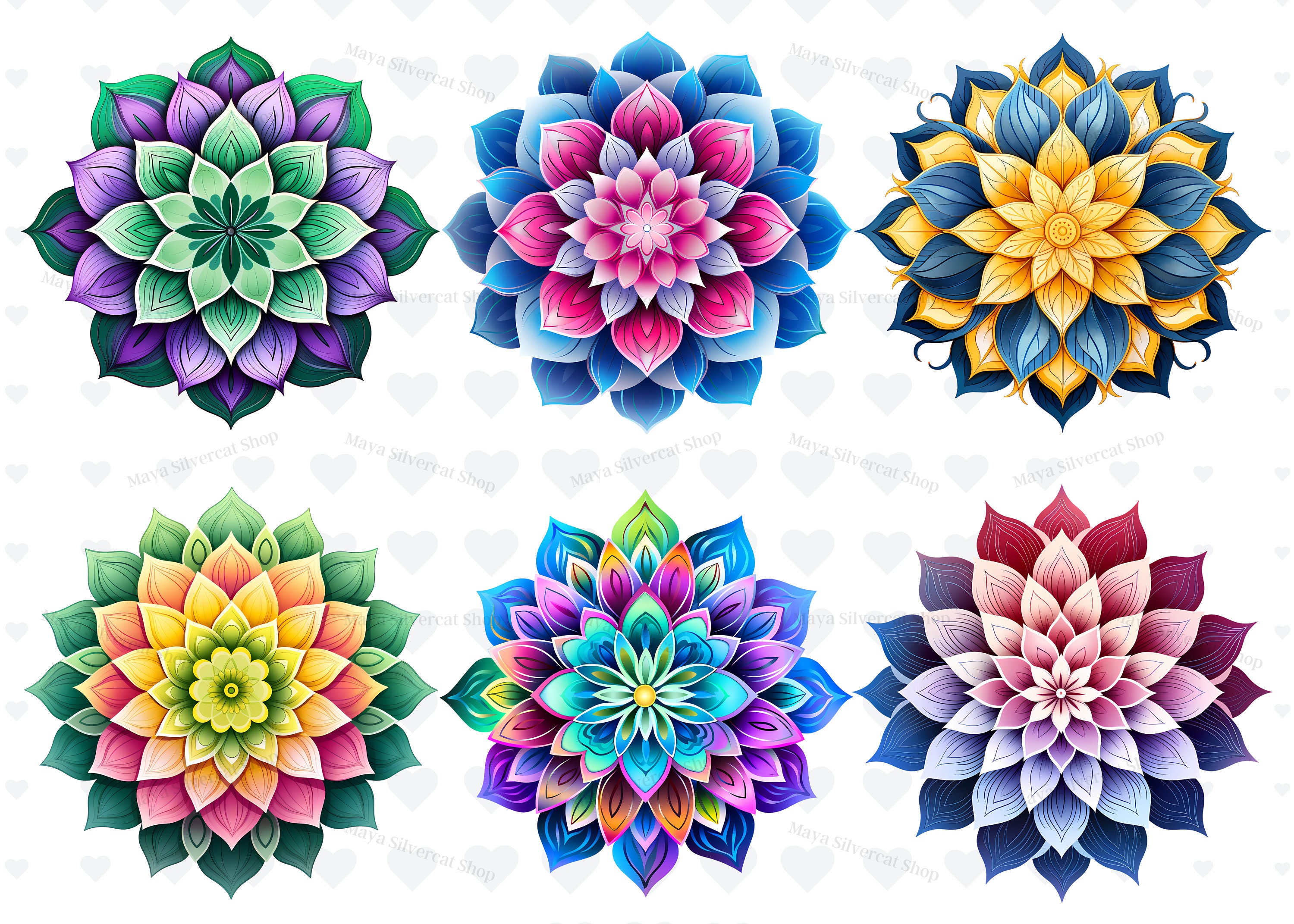 26 Colorful Mandalas Clipart Set2 | Commercial Use - Etsy