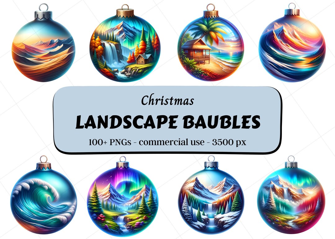 100+ Landscape Baubles Clipart, Christmas Ornaments Pngs | Instant ...