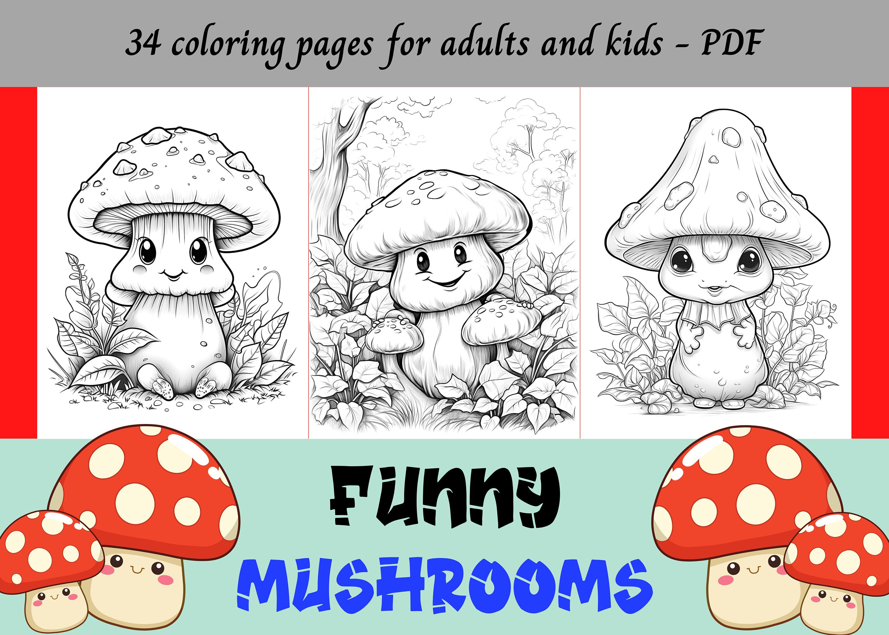 Cute Mushroom Coloring Pages