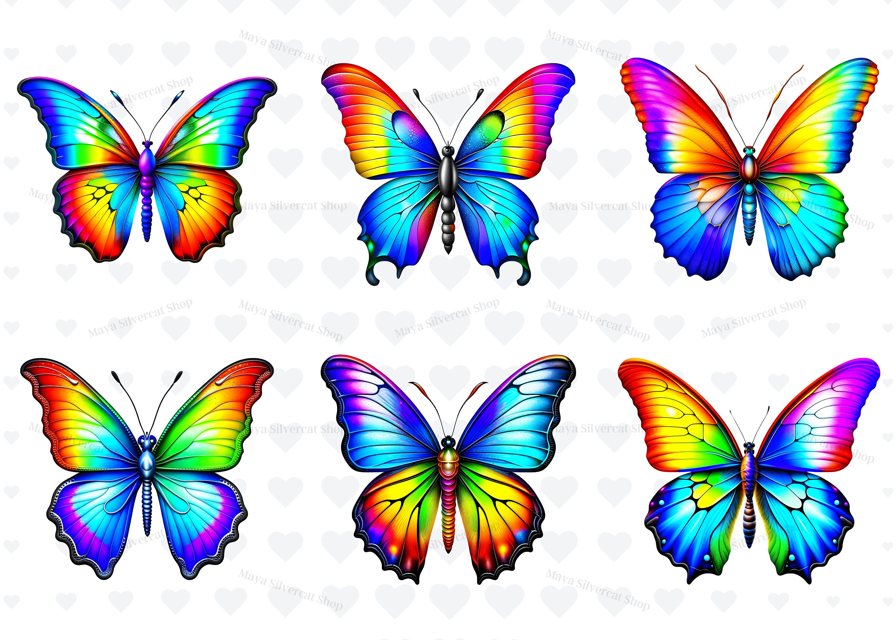 15 Rainbow Butterflies Clipart Set1 / Instant Download / - Etsy