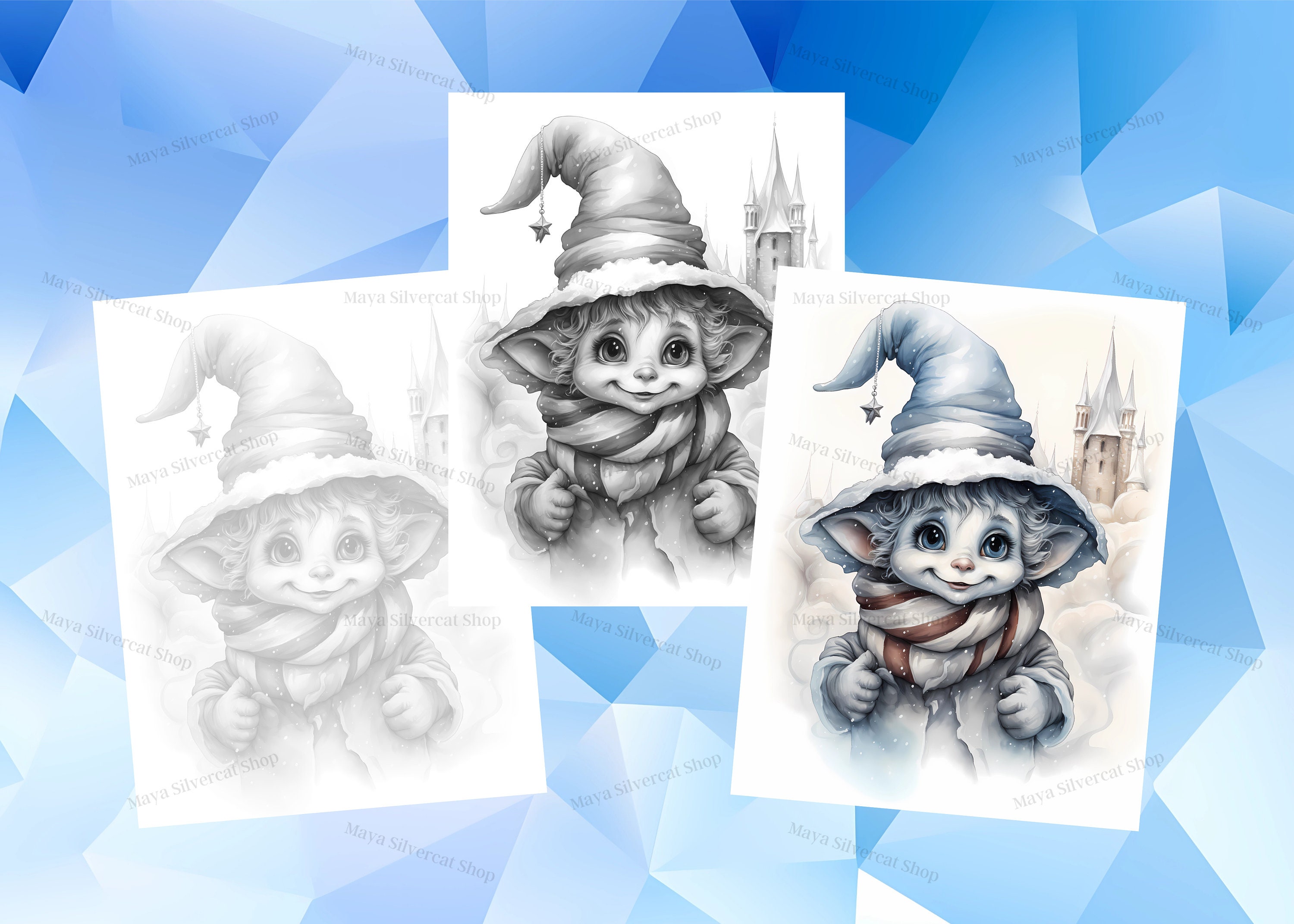 Random Grayscale Fun Set2, Coloring Pages for Adults / 35 Printable ...