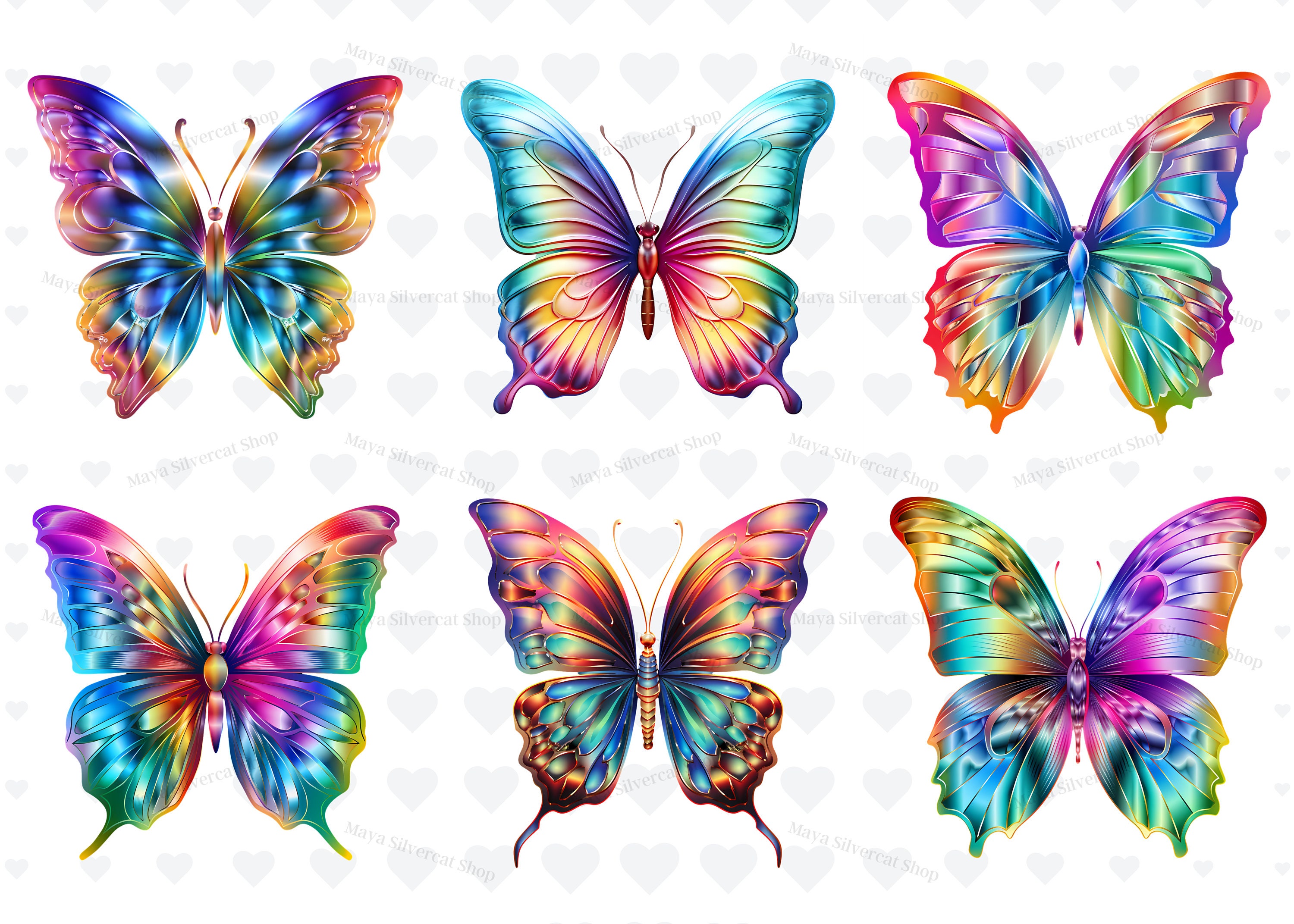 15 Rainbow Butterflies Clipart Set6 / Instant Download / - Etsy