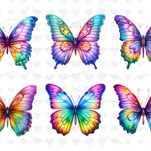 15 Rainbow Butterflies Clipart Set4 / Instant Download / Commercial Use ...