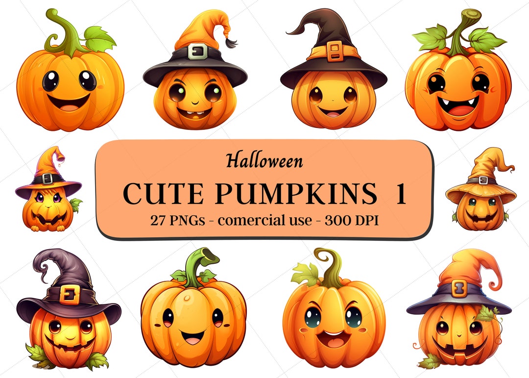 27 Cute Halloween Pumpkins Clipart Set1 / Instant Download / - Etsy
