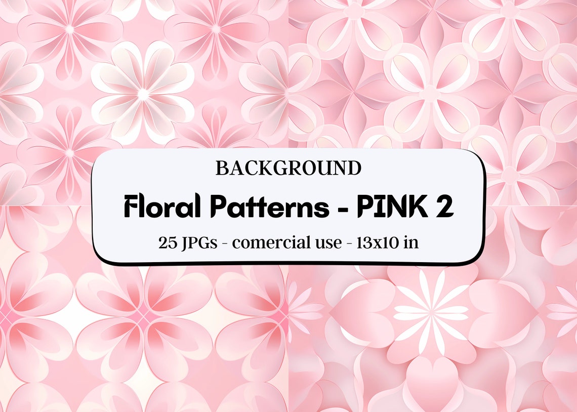 25 Floral Patterns - Pink 2 | Instant Download | Commercial Use - Etsy