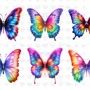 15 Rainbow Butterflies Clipart Set4 / Instant Download / Commercial Use ...