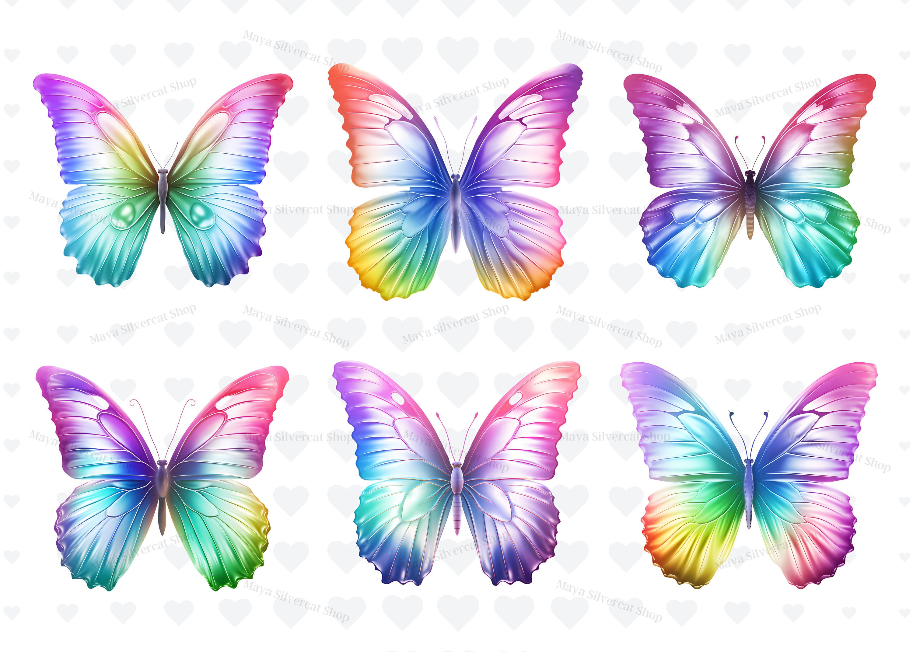 15 Rainbow Butterflies Clipart Set2 / Instant Download / - Etsy