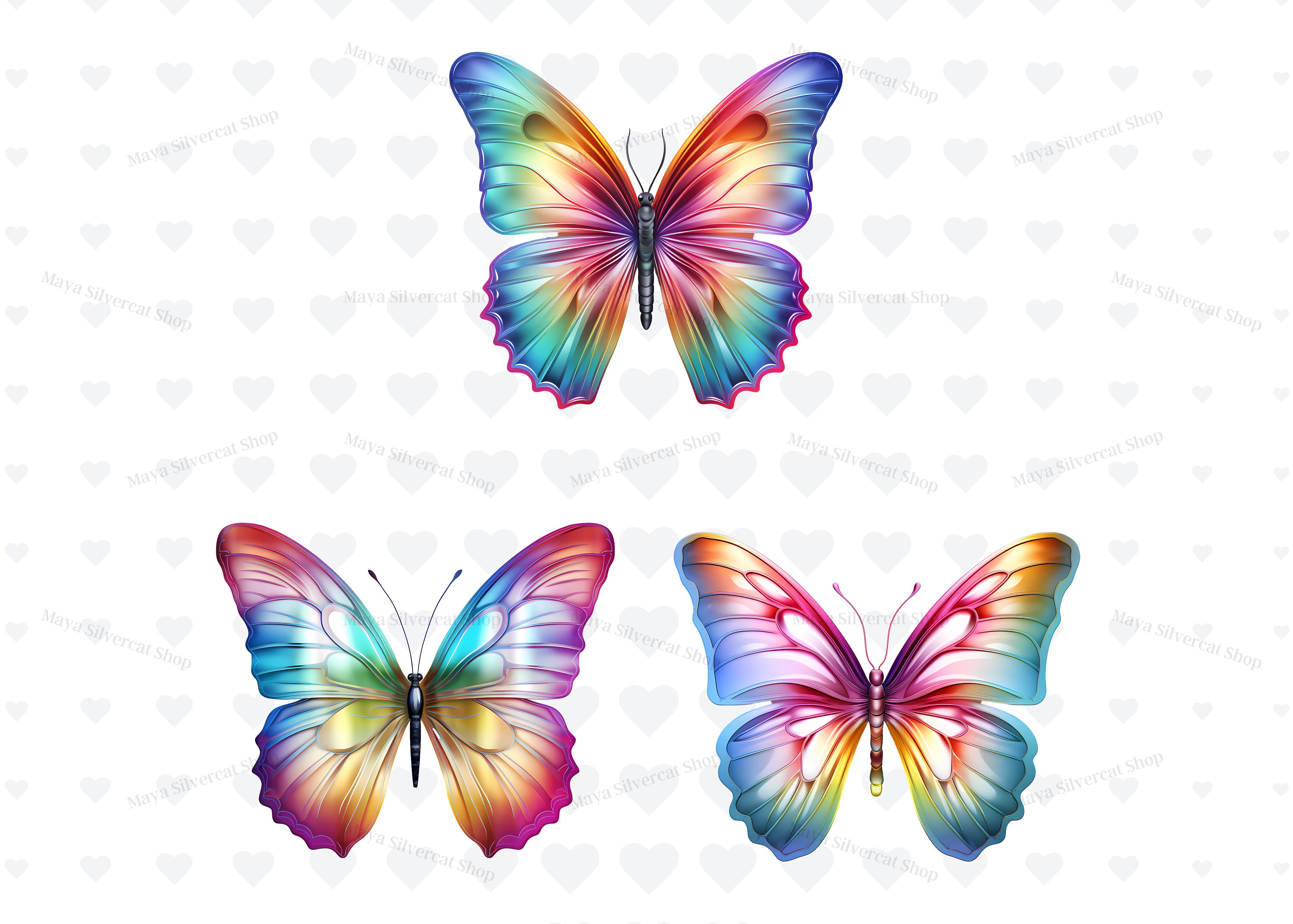 15 Rainbow Butterflies Clipart Set5 / Instant Download / - Etsy