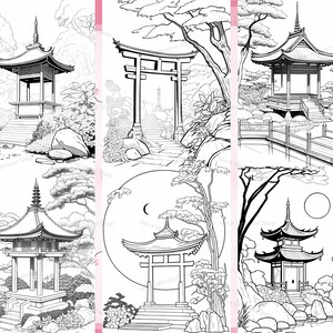 Japanese Gates & Shrines, Coloring Pages for Adults | 25 Printable ...