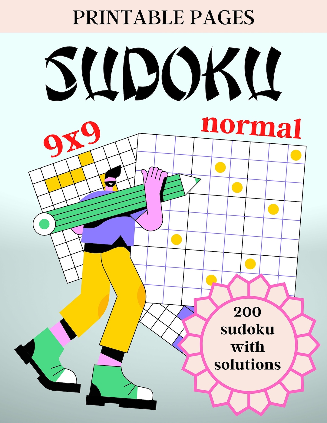 SUDOKU Normal 200 Sudoku With Solutions 9x9 / Printable - Etsy