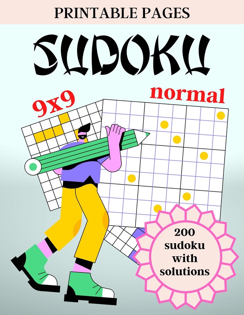 SUDOKU Normal 200 Sudoku With Solutions 9x9 / Printable - Etsy