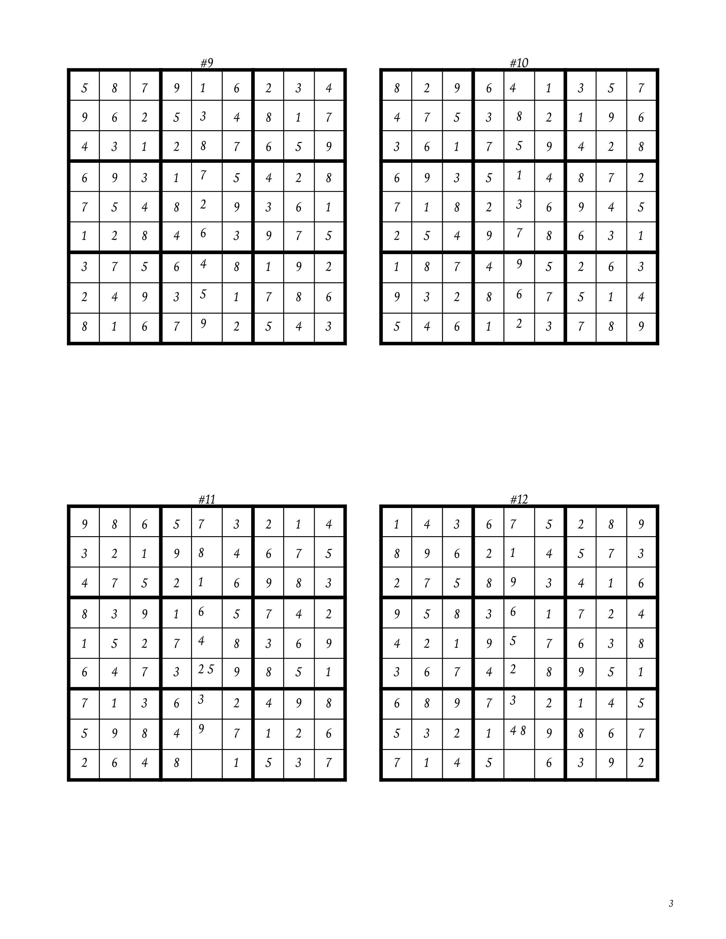 SUDOKU Normal 200 Sudoku With Solutions 9x9 / Printable - Etsy