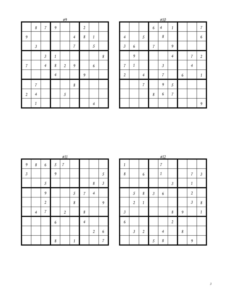 SUDOKU Normal 200 Sudoku With Solutions 9x9 / Printable - Etsy