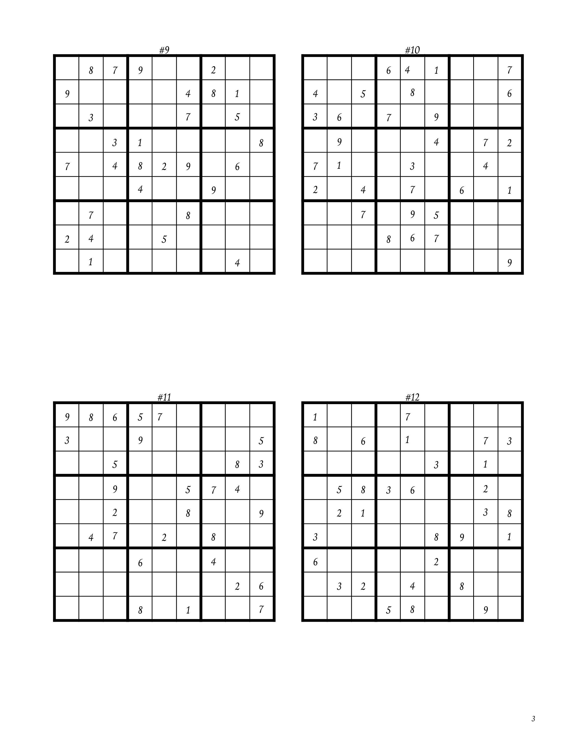 SUDOKU Normal 200 Sudoku With Solutions 9x9 / Printable - Etsy