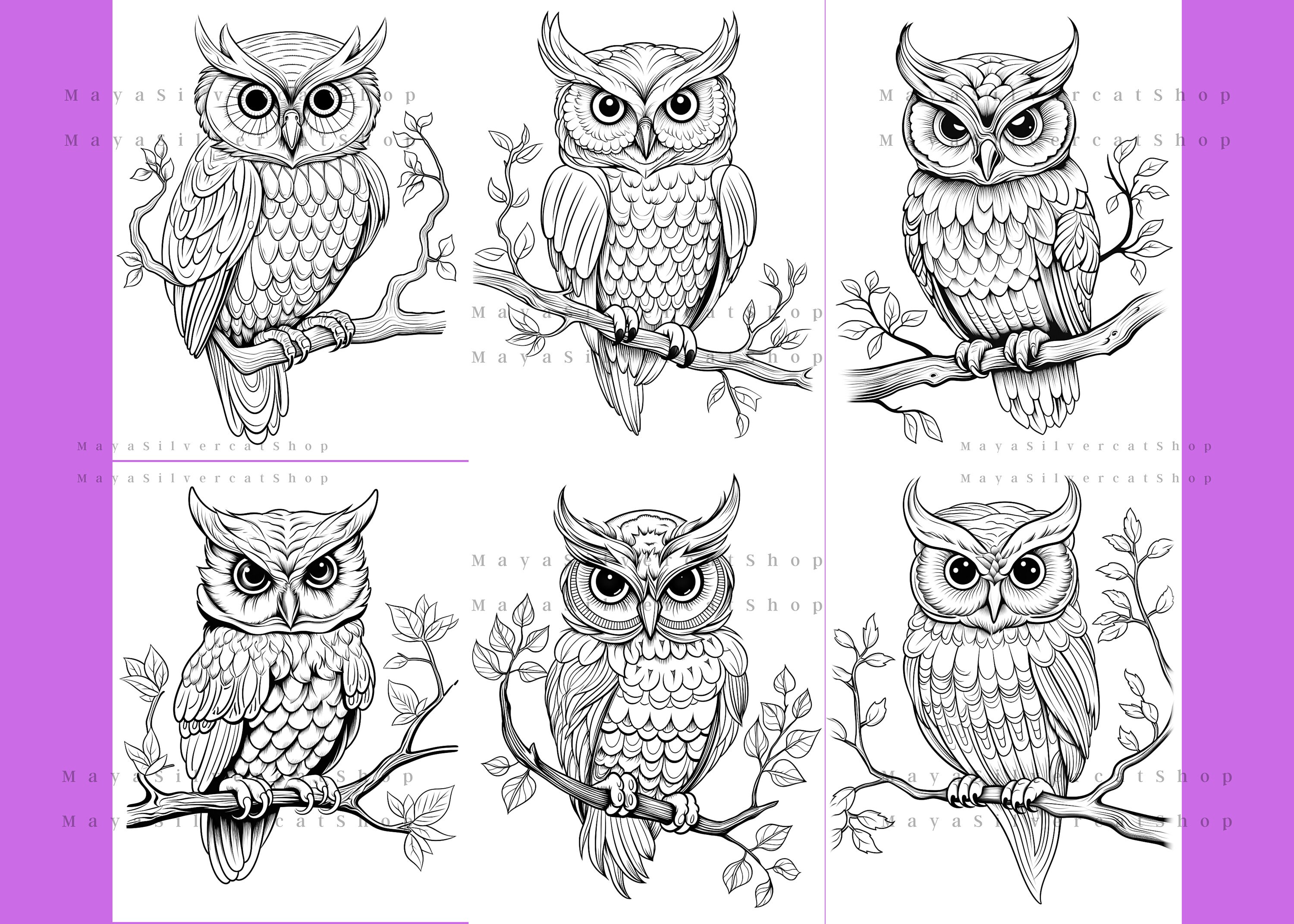 Easy Owls Grayscale Coloring Pages for Adults & Kids / 26 - Etsy Australia Easy Owls Grayscale Coloring Pages for Adults & Kids / 26 - Etsy Australia