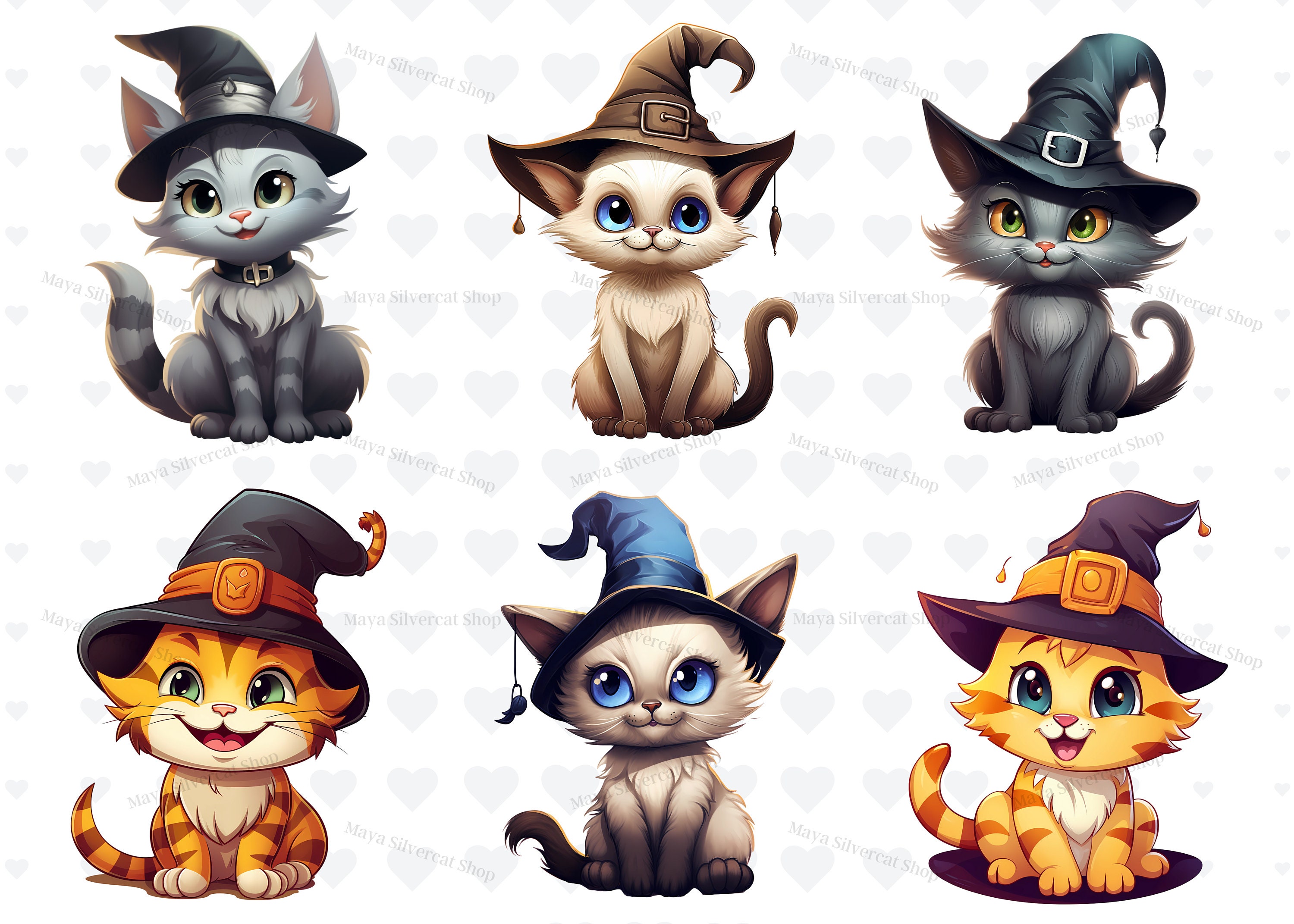 25 Cute Cats With Pointy Hats Clipart / Instant Download / - Etsy