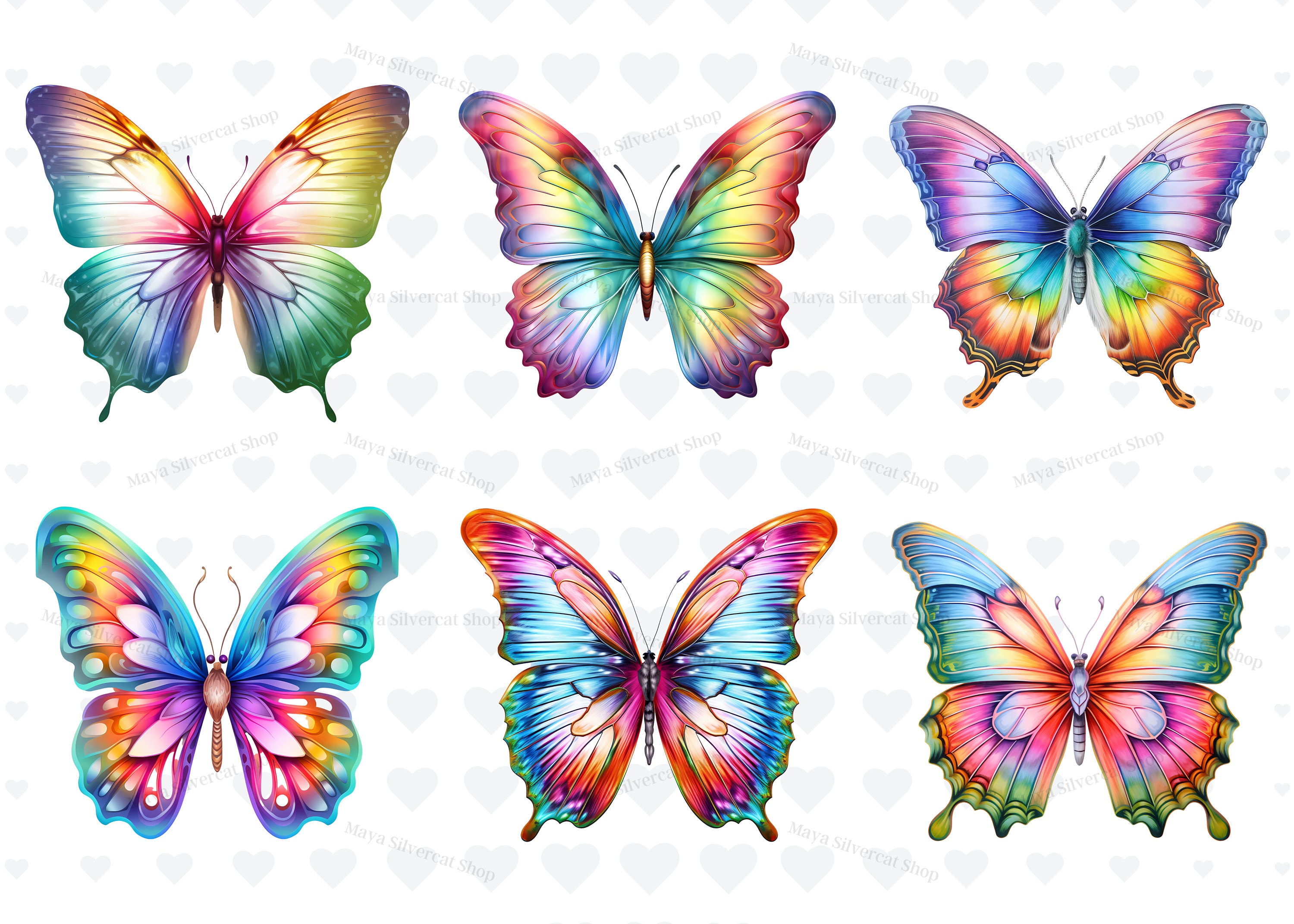 15 Rainbow Butterflies Clipart Set3 / Instant Download / - Etsy