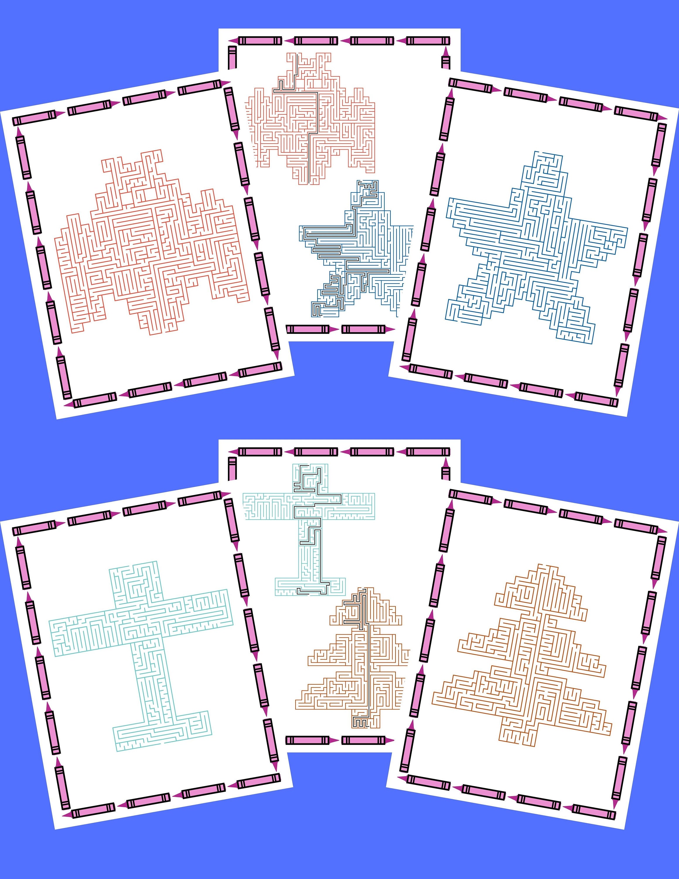 58 Color Mazes With Solutions Level MEDIUM / Printable Pages / Instant ...
