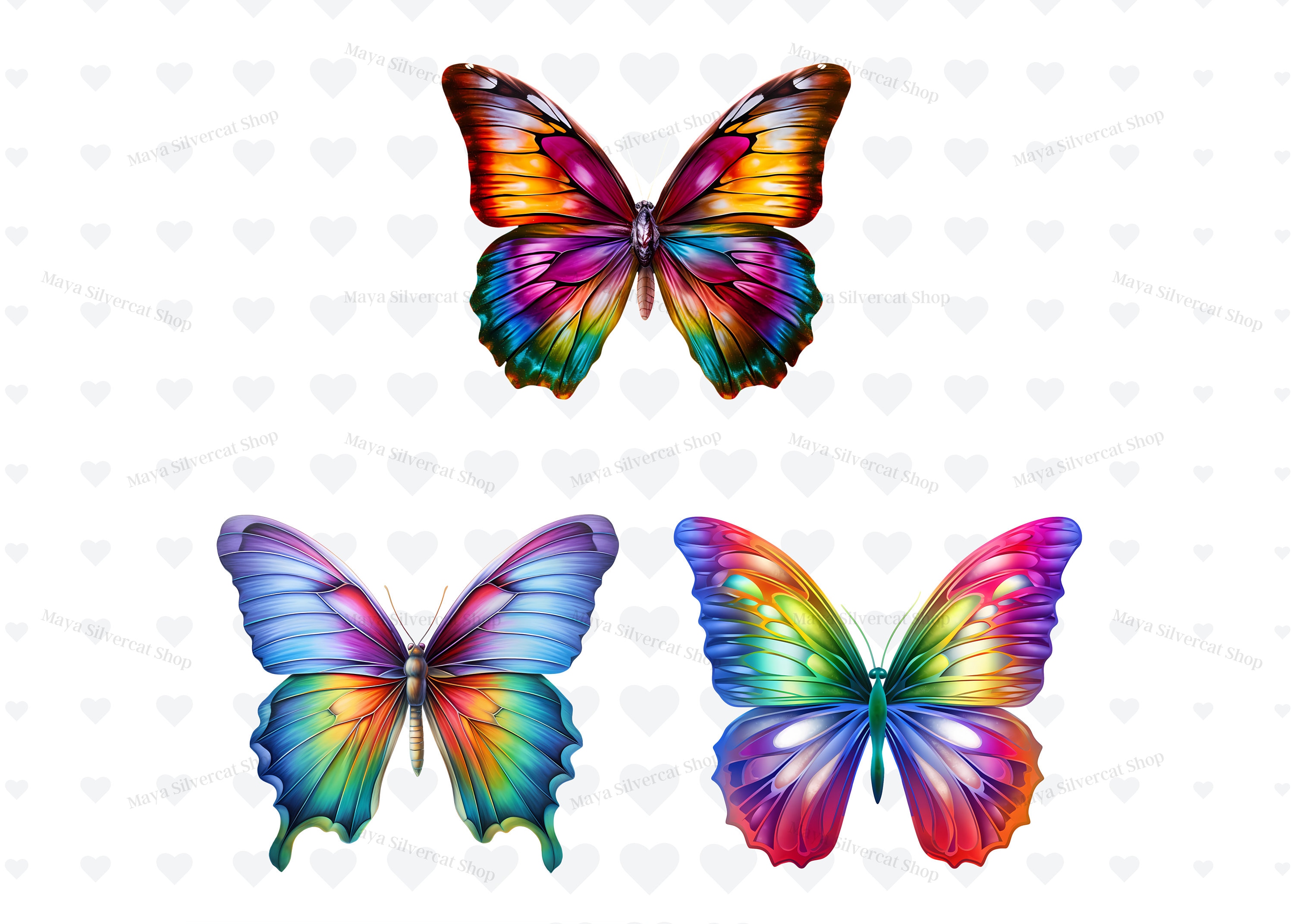15 Rainbow Butterflies Clipart Set3 / Instant Download / - Etsy