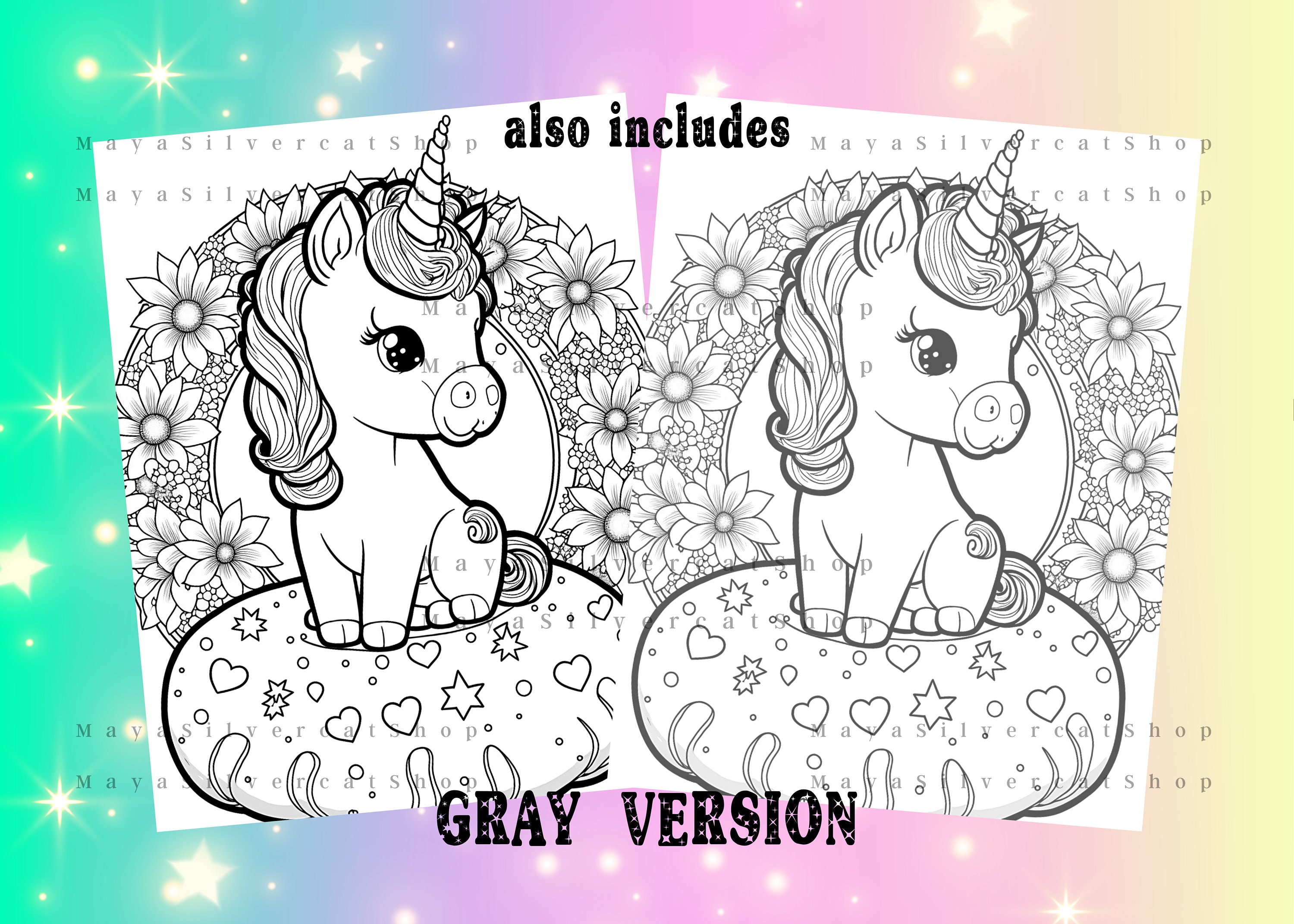 Cute Baby Unicorns Coloring Pages