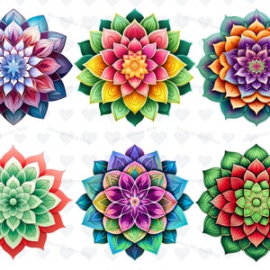 26 Colorful Mandalas Clipart Set2 | Commercial Use - Etsy