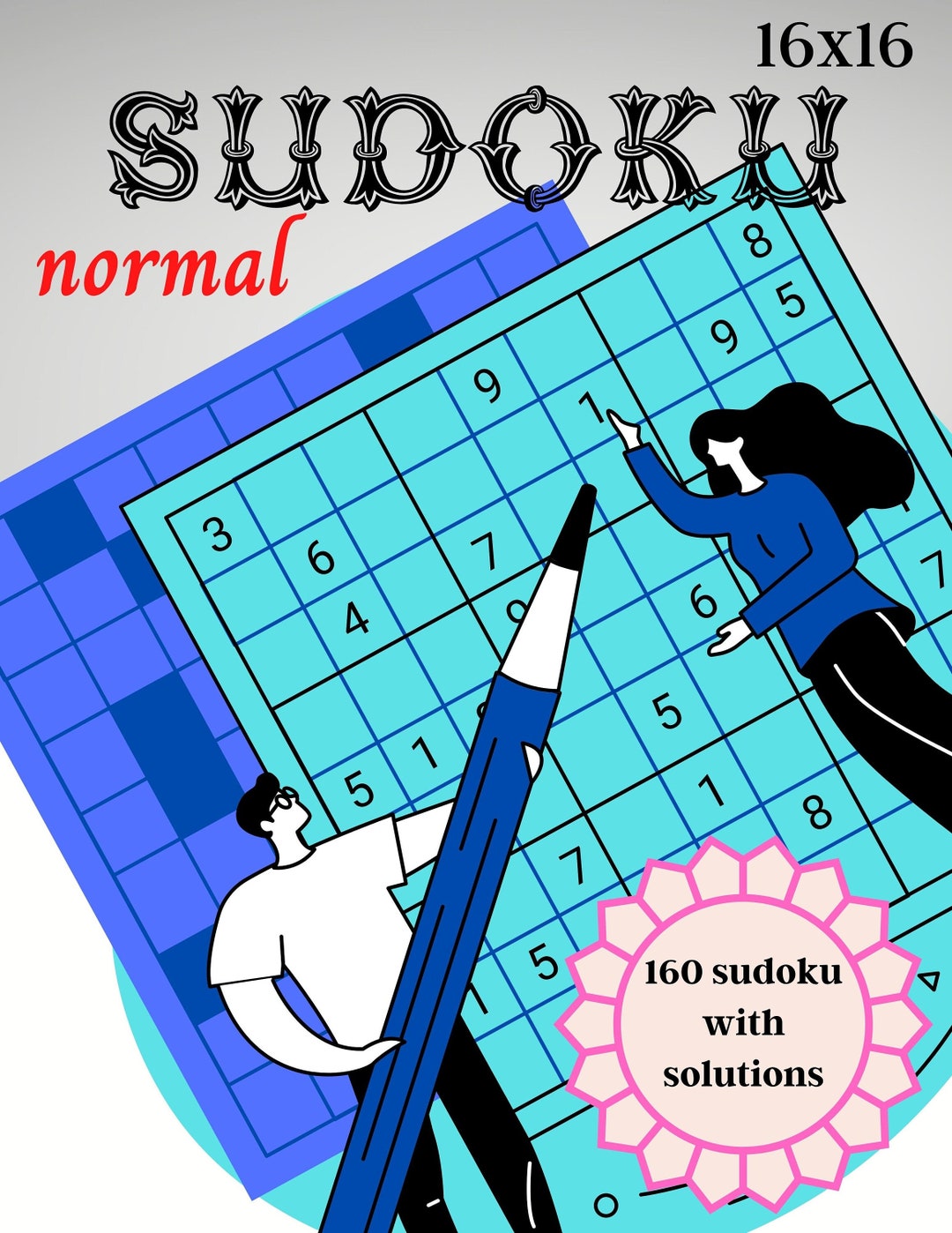 SUDOKU Normal 160 Sudoku With Solutions 16x16 / Printable - Etsy