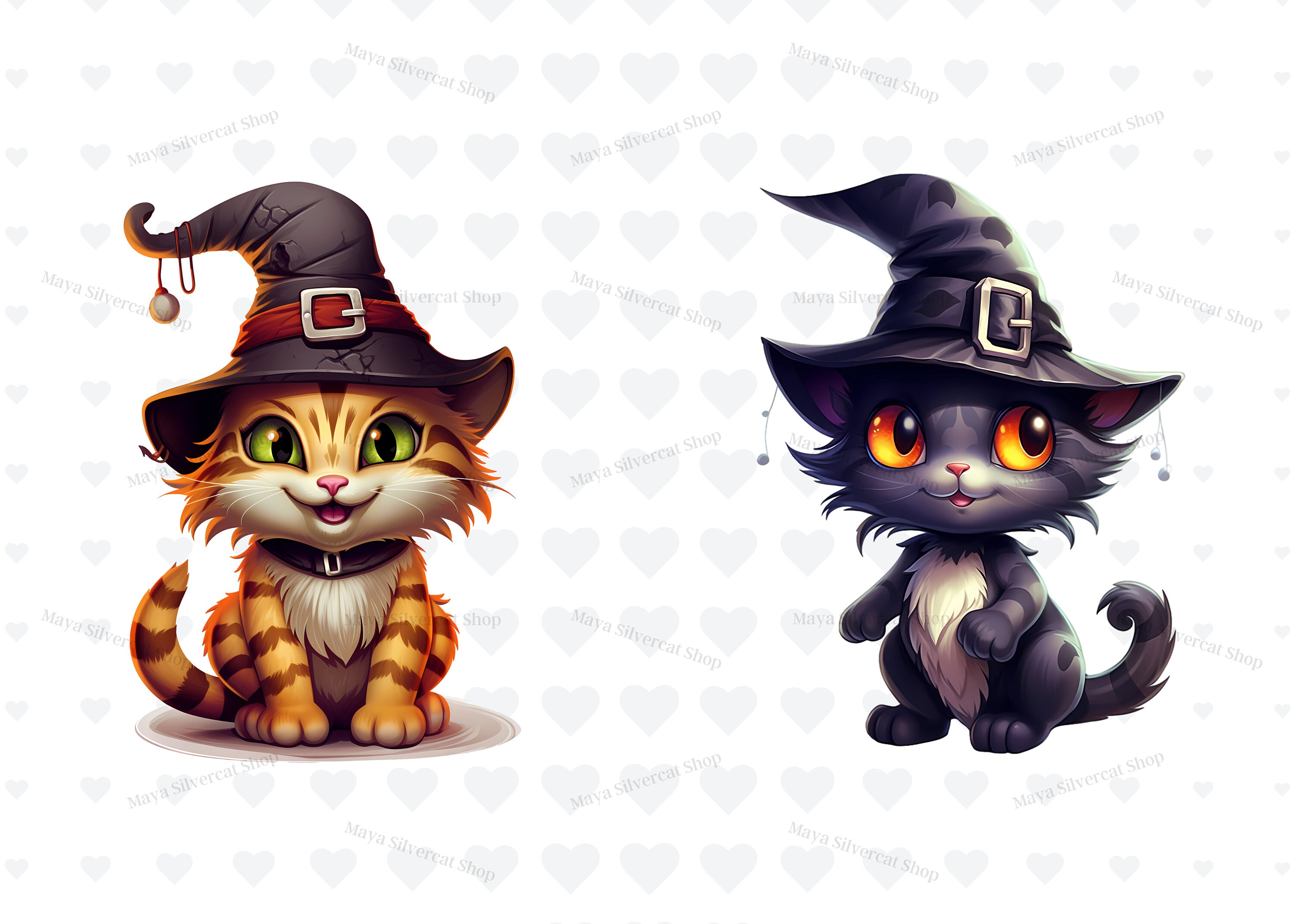25 Cute Cats With Pointy Hats Clipart / Instant Download / - Etsy