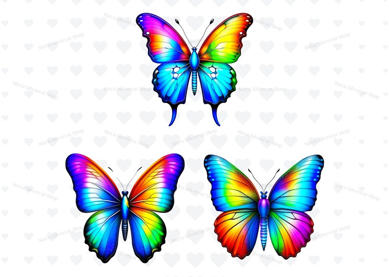 15 Rainbow Butterflies Clipart Set1 / Instant Download / - Etsy