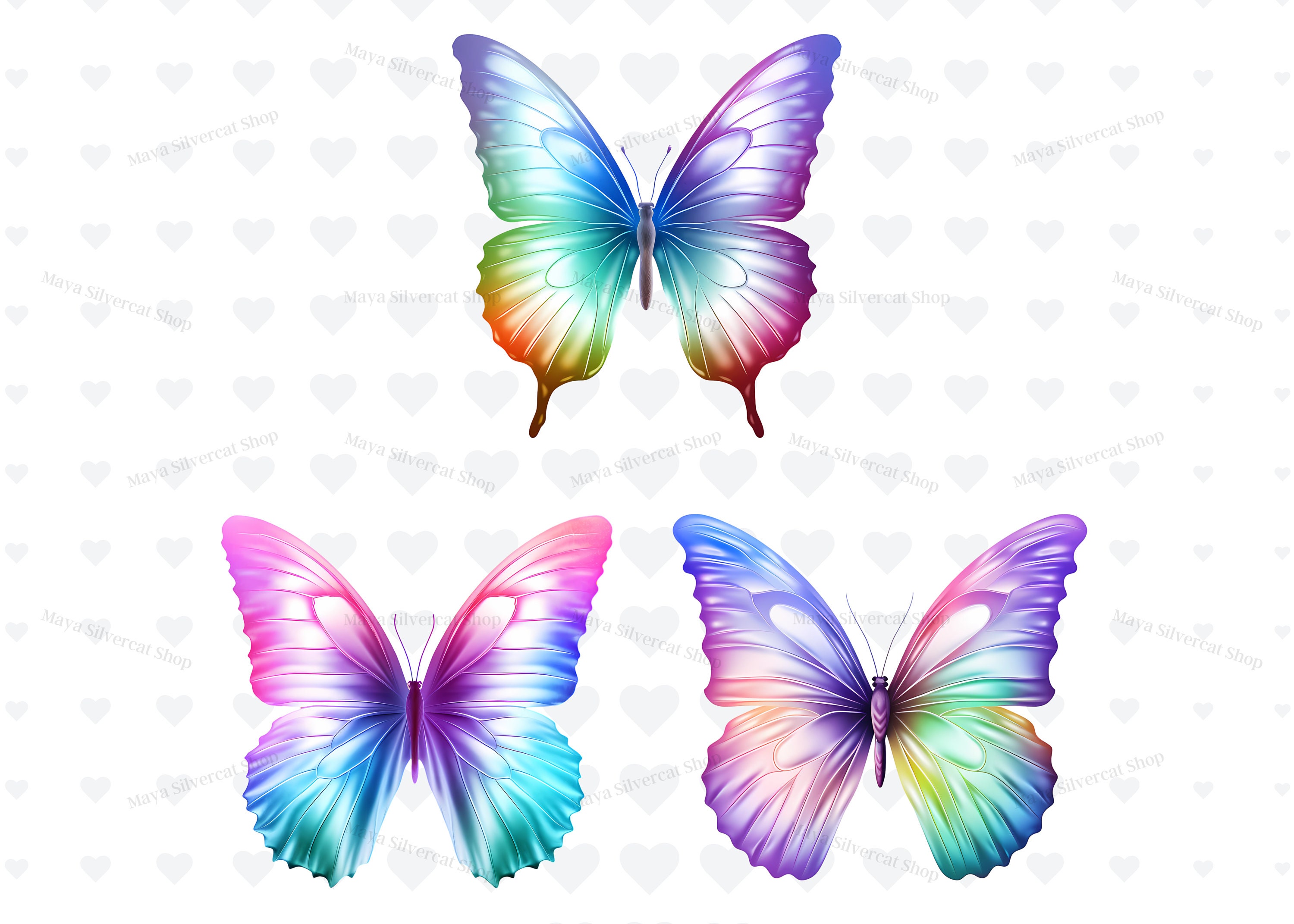 15 Rainbow Butterflies Clipart Set2 / Instant Download / - Etsy