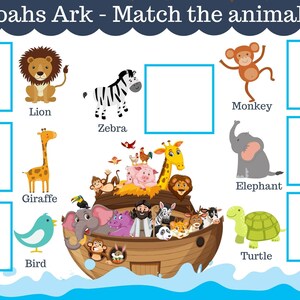 Noah's Ark Matching Activity, Busy Book, File Folder, Toddler Activity ...